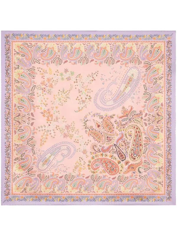 Etro Printed Silk Scarf - Purple