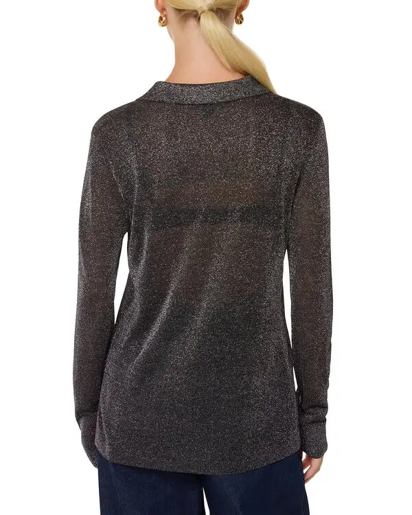 Whistles Sparkle Knit Collared Shirt - Black/multi