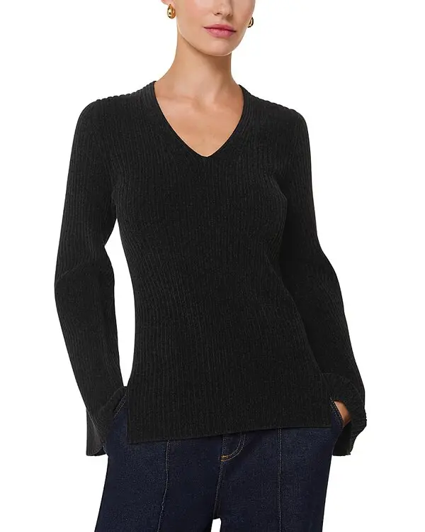 Whistles Chenille V-neck Knit Sweater