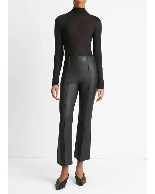 Vince Stretch Leather Cropped Flare Pants