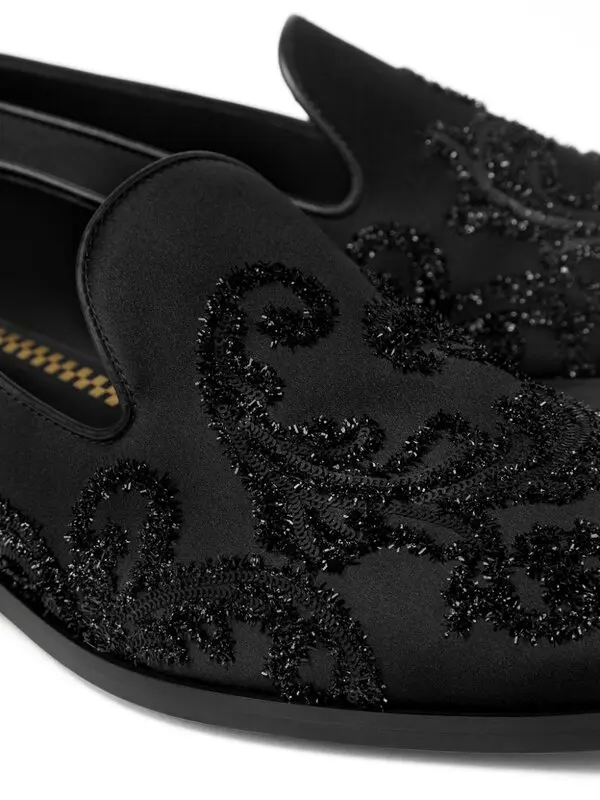 Versace Medusa Embroidered Slippers – Black – Size 45 Versace Barocco Medusa Embroidered Slippers In Black - 79  main image 3