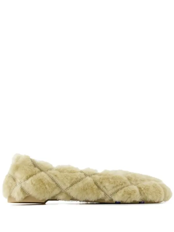 Burberry Shearling Balleria Shoes - Neutrals