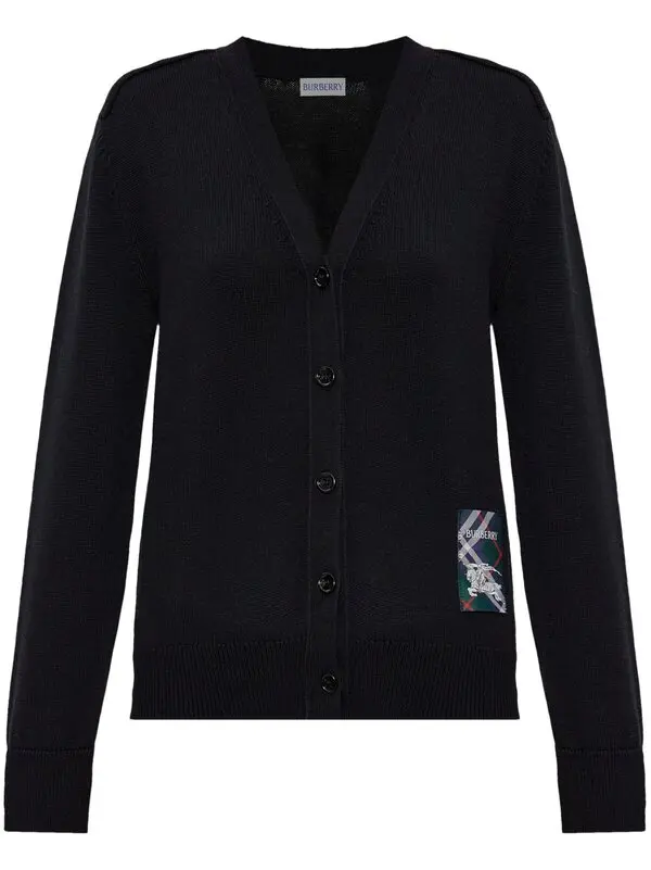 Burberry Wool V-neck Cardigan - Black