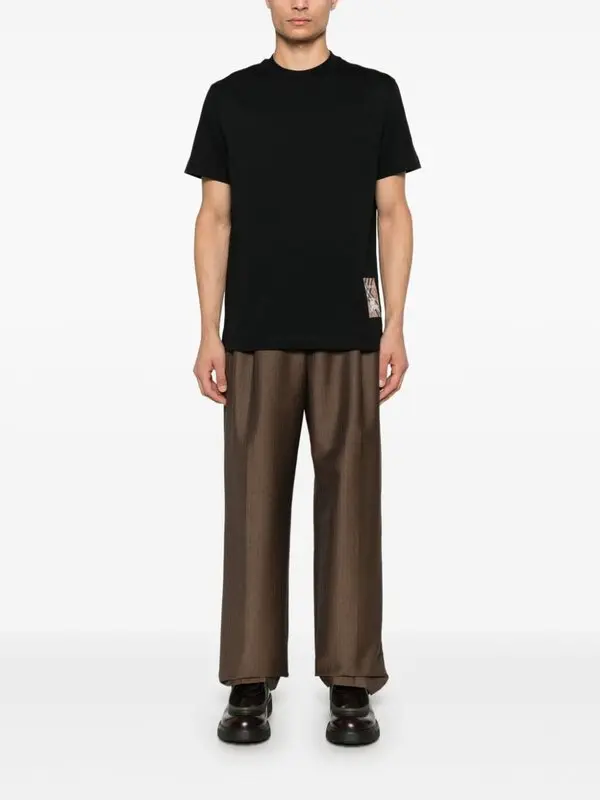 Burberry Check-logo Patch Cotton T-shirt - Black