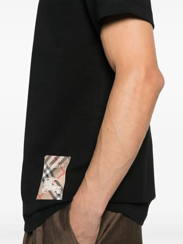 Burberry Check-logo Patch Cotton T-shirt - Black
