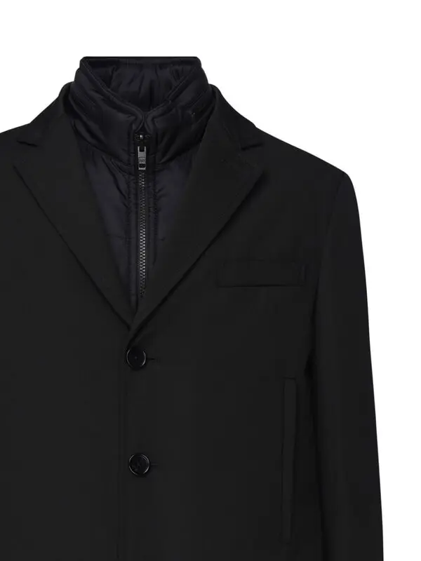 FAY Layered Overcoat - Black