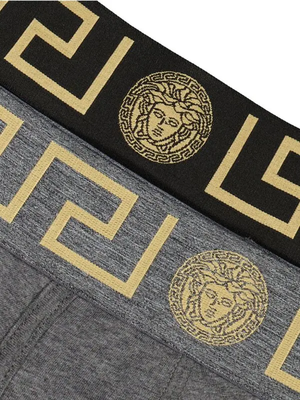 Versace Greca Border Long Boxers - Black