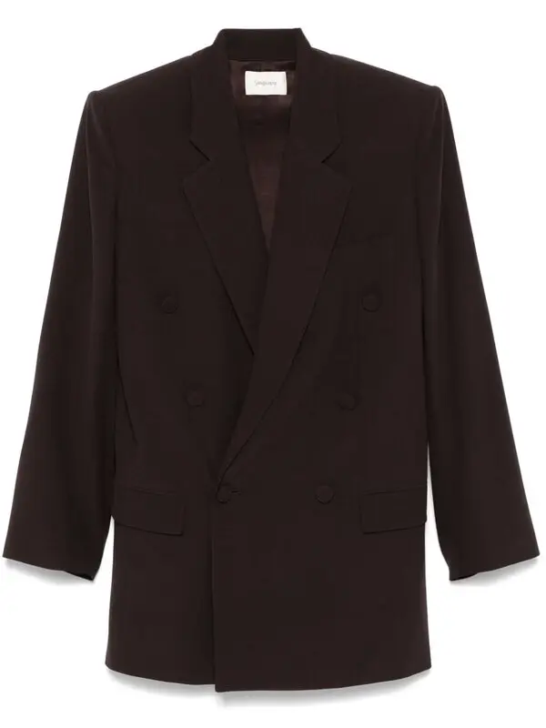 Saint Laurent Silk Crepe Blazer - Brown