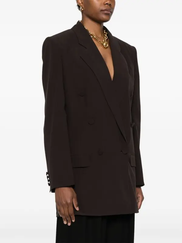 Saint Laurent Silk Crepe Blazer - Brown