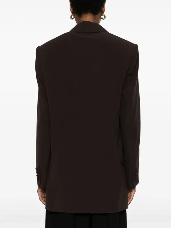 Saint Laurent Silk Crepe Blazer - Brown