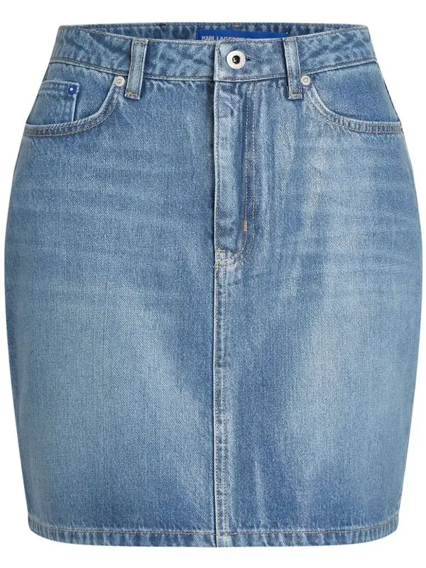 Karl Lagerfeld Coated Denim Miniskirt - Blue