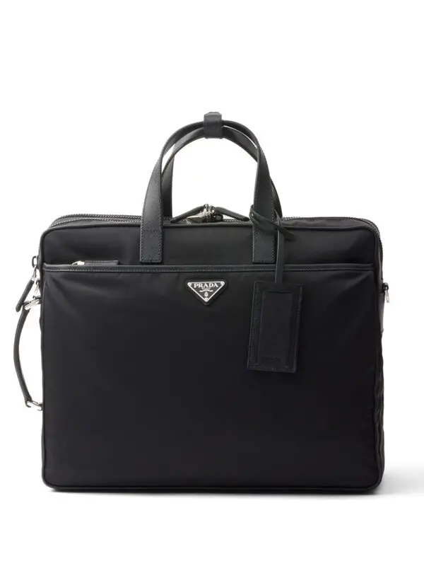 Prada Re-nylon Saffiano-leather Laptop Bag - Black