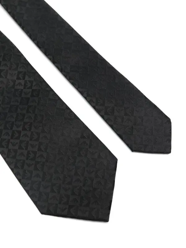 Emporio Armani Logo-jacquard Neck Tie - Black