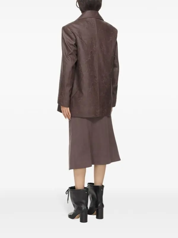 Low Classic Creased Faux-Leather Coat In Brown - 21% Off