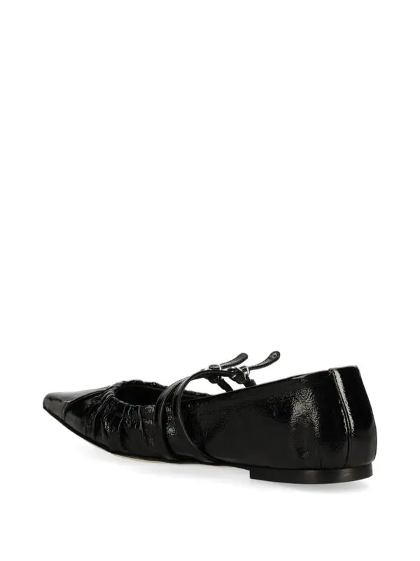 MSGM Ruched Ballerina Flats - Black