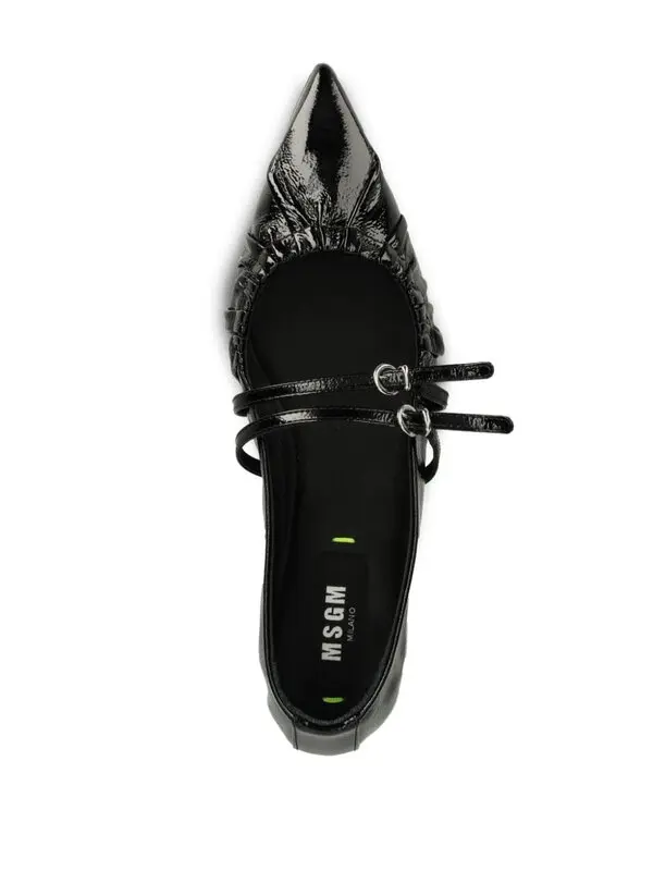 MSGM Ruched Ballerina Flats - Black
