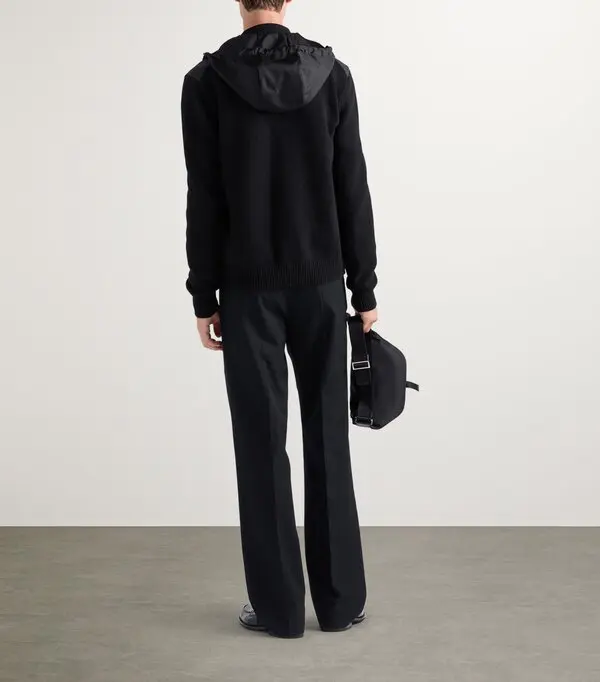 Prada Wool-cashmere Blend Sleeve Zip-up Hoodie