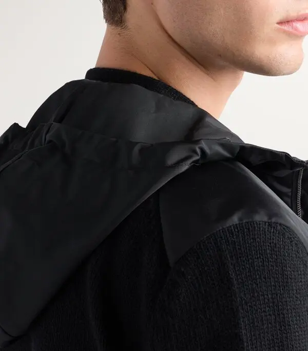 Prada Wool-cashmere Blend Sleeve Zip-up Hoodie