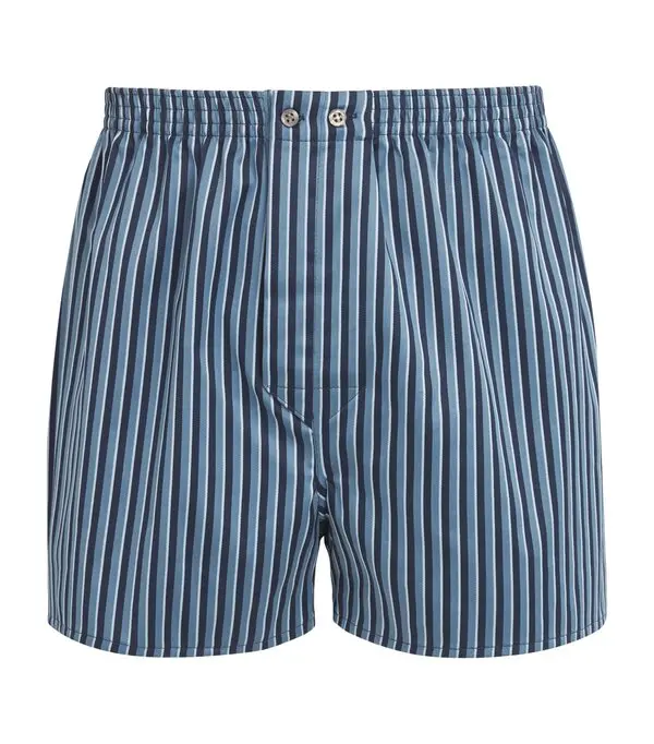 Derek Rose Cotton Wellington Boxer Shorts - Blue