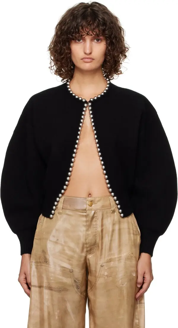 alexander wang - Crewneck Ball Chain Trim Cardigan