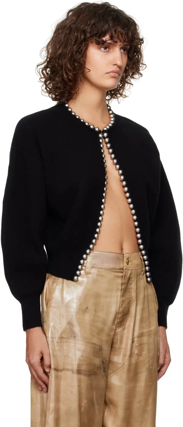alexander wang - Crewneck Ball Chain Trim Cardigan