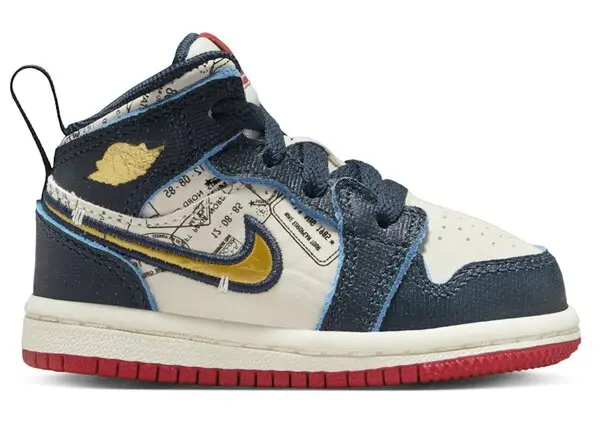 JORDAN 1 Mid Se Sneakers - Armory Navy Blue/pale Ivory/sport Red