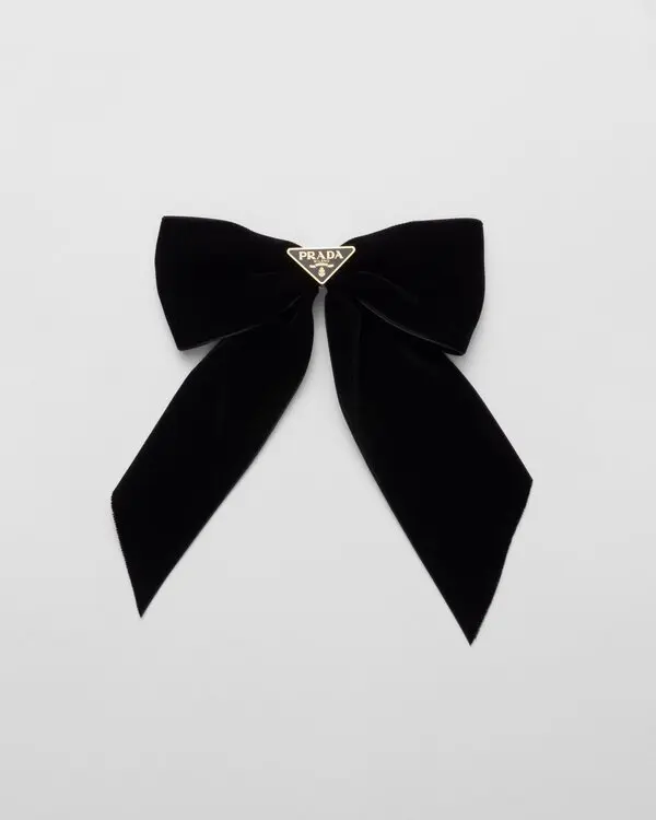 Prada Velvet Bow Hair Clip - Black