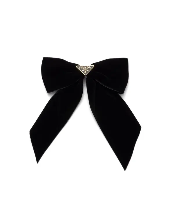 Prada Velvet Bow Hair Clip - Black
