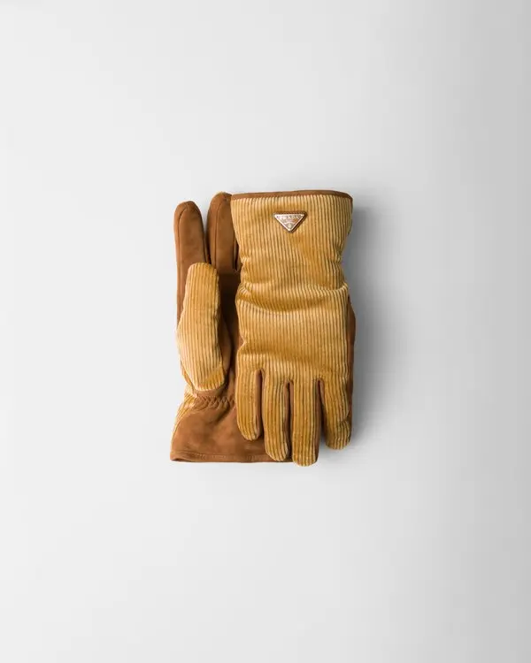 Prada Corduroy Gloves - Barley