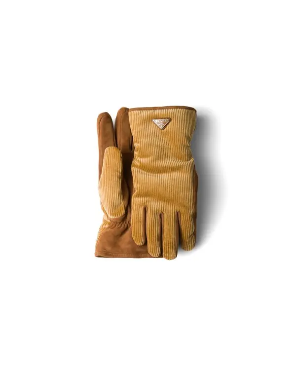 Prada Corduroy Gloves - Yellow