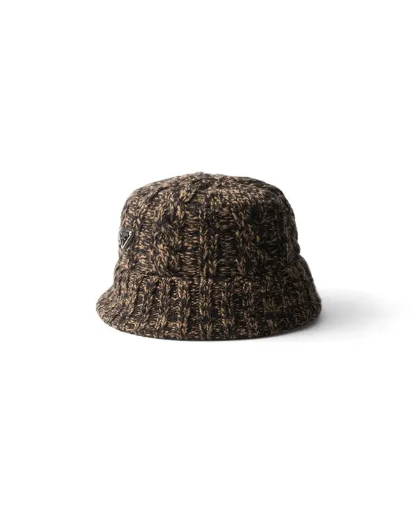 Prada Mélange Wool Bucket Hat - Black