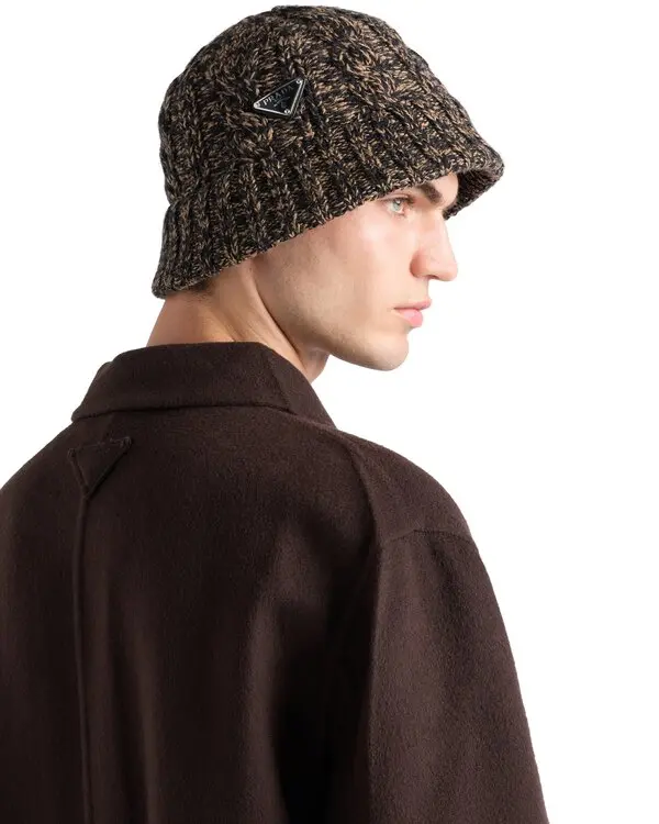 Prada MéLange Wool Bucket Hat - Black | Editorialist display picture 1