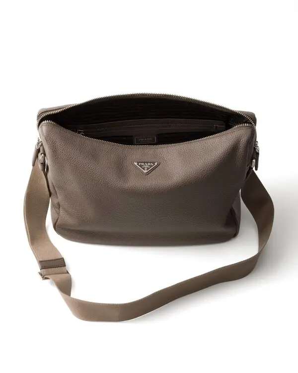 Prada Medium Leather Shoulder Bag - Grey