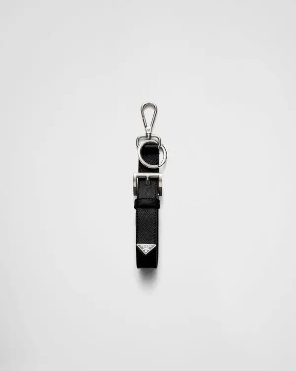 Prada Saffiano Leather Keychain - Black
