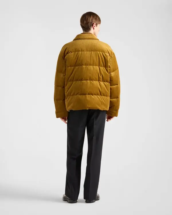 Prada Cropped Corduroy Down Jacket - Barley | Editorialist