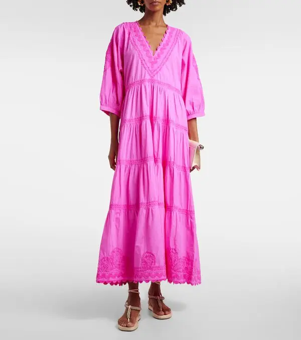 balmain embroidered mini dress The Begonia poplin cotton maxi dress in Duchess