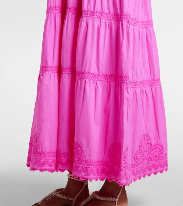 Juliet Dunn Embroidered Cotton Poplin Maxi Dress In Pink - 30% Off |  Editorialist