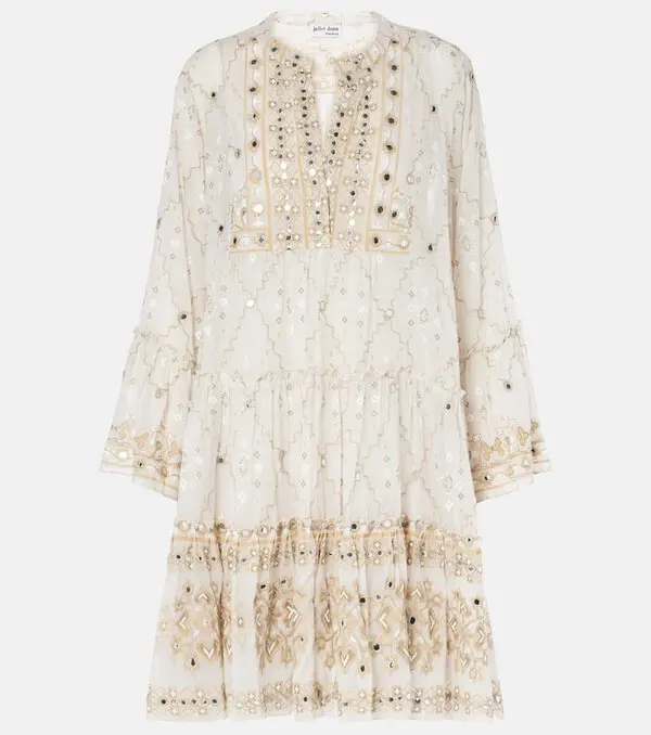 JULIET DUNN Mosaic Printed Cotton Midi Dress - Neutrals