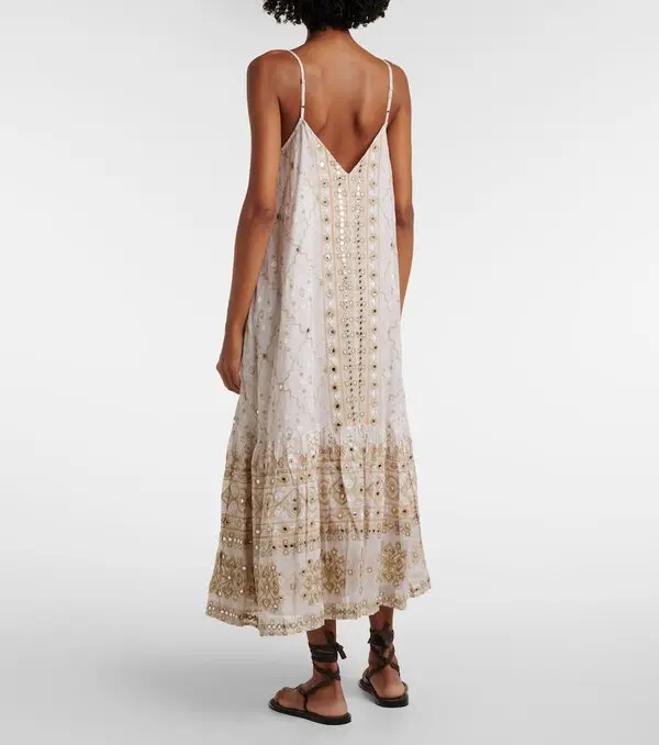 JULIET DUNN Mosaic Printed Cotton Midi Dress - Neutrals
