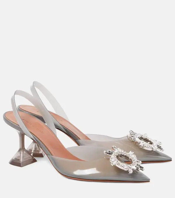 Amina Muaddi Begum Glass 70 Pvc Slingback Pumps - Transparent