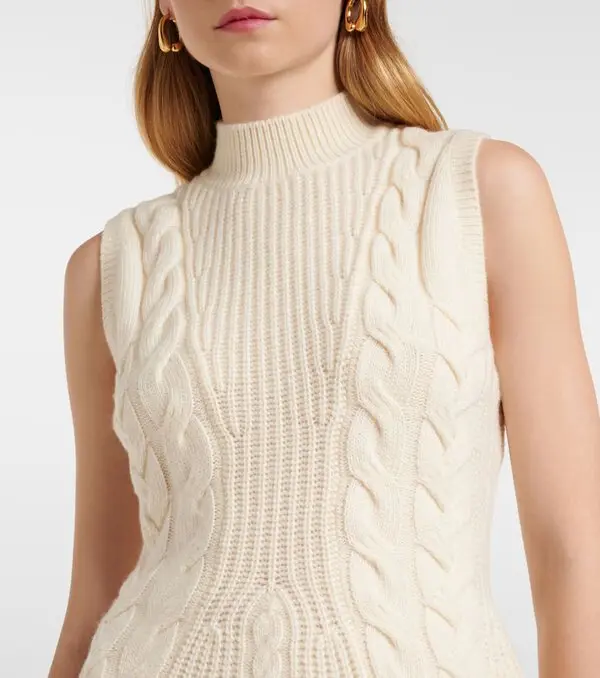 Staud Charade Cable-knit Wool-blend Minidress - Beige