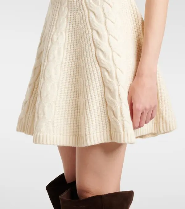 Staud Charade Cable-knit Wool-blend Minidress - Beige
