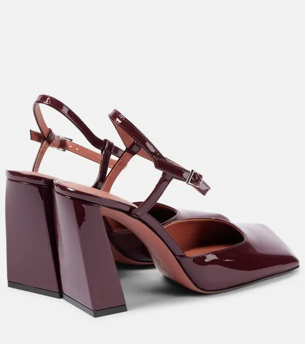 Amina Muaddi Charlotte 95 Patent Leather Pumps - Burgundy