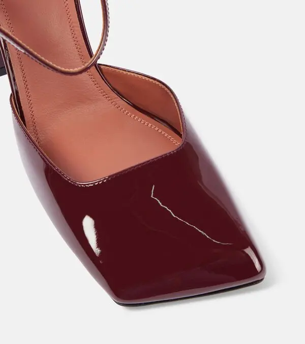 Amina Muaddi Charlotte 95 Patent Leather Pumps - Burgundy