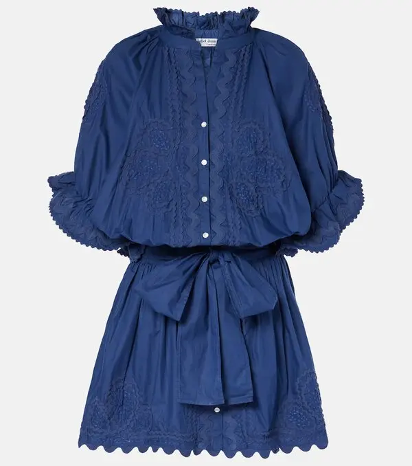 JULIET DUNN Embroidered Cotton Poplin Minidress