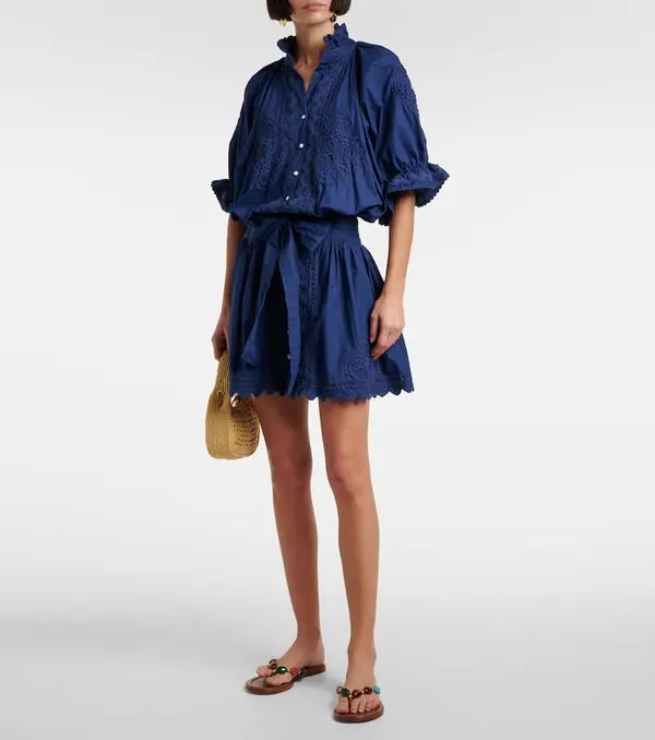 JULIET DUNN Embroidered Cotton Poplin Minidress