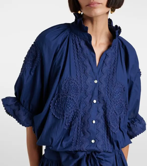 JULIET DUNN Embroidered Cotton Poplin Minidress