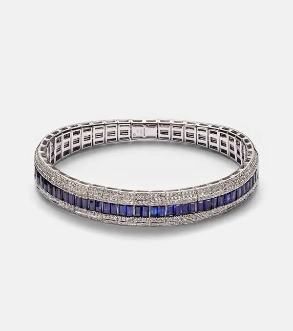 Shay Jewelry 18kt White Gold Sapphire And Diamond Bracelet - Silver