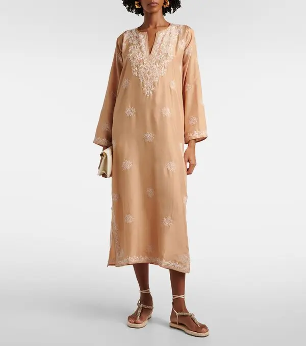 JULIET DUNN Embroidered Silk Kaftan