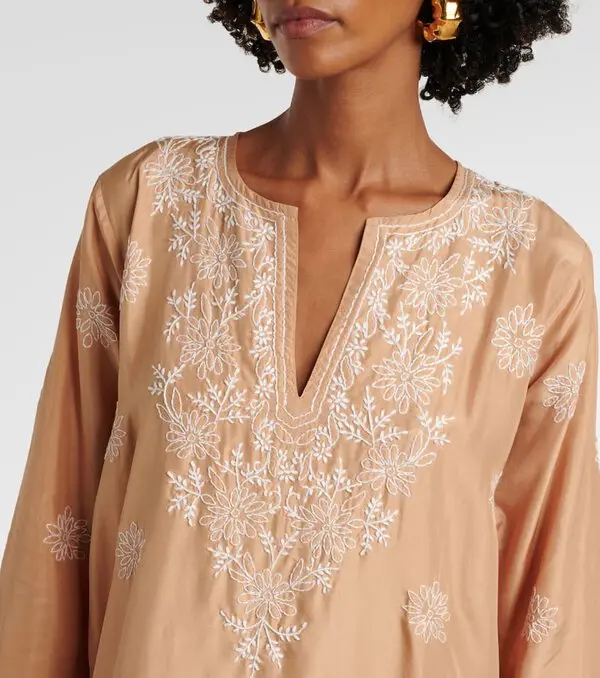 JULIET DUNN Embroidered Silk Kaftan